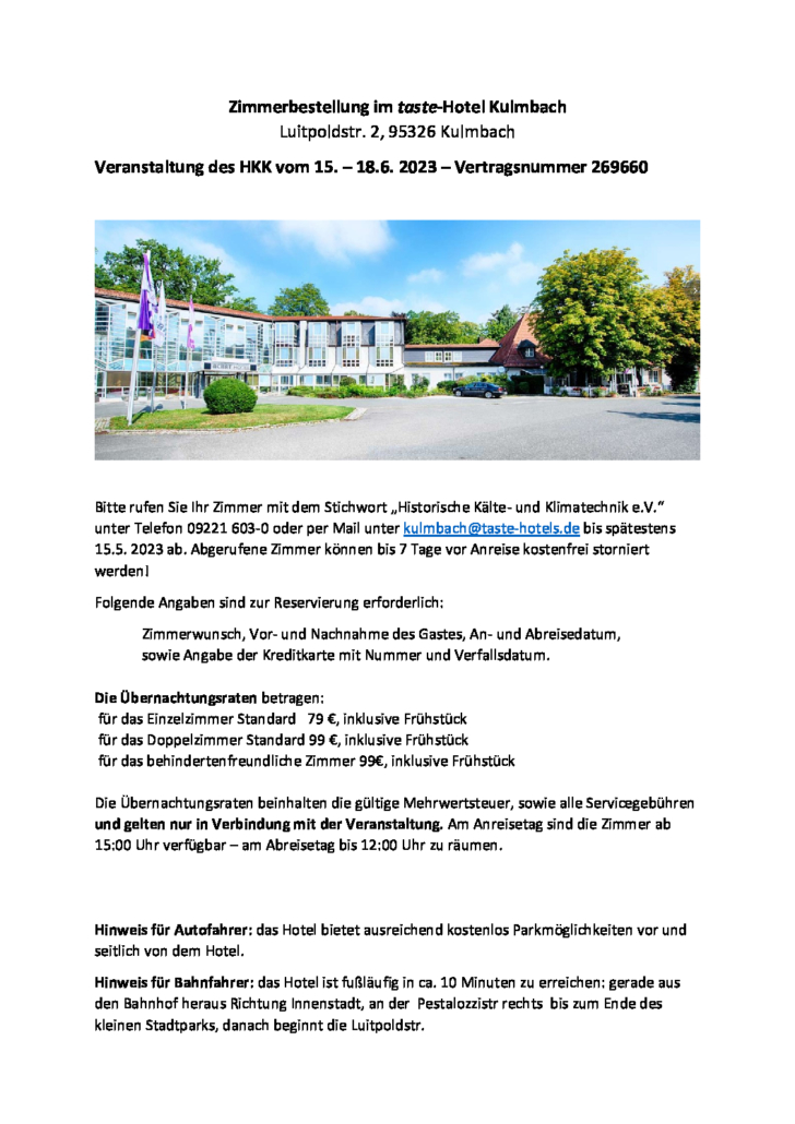 2023 Zimmerreservierung Hotel Taste – Historische Kälte- und ...